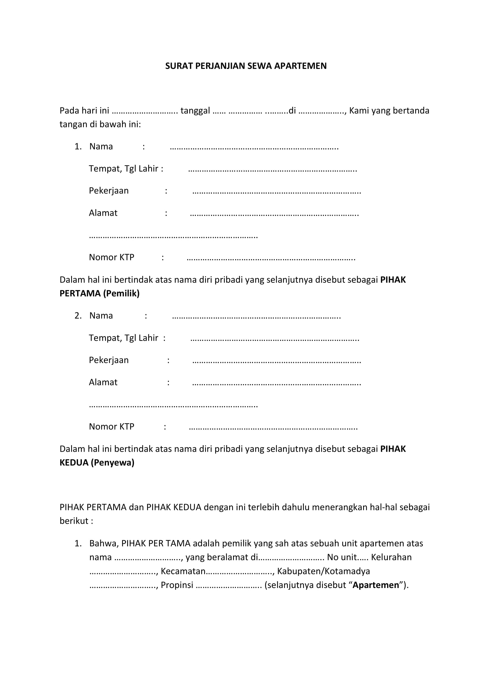 Perjanjian Sewa Apartemen Dalchaebi